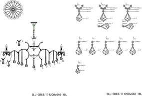 Křišťálový lustr - 64*Ø 120 cm