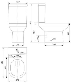 Aqualine Aqualine, VERMET WC kombi mísa, spodní/zadní odpad, bílá, VR038