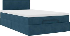 Osmanský rám postele s matrací tmavě modrá 120x200cm samet 3312546