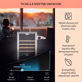 Klarstein Vinamour 54D, vinotéka, 148 l/54 lahví, 2 zóny, nerezová ocel