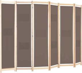 6dílný paraván hnědý 240 x 170 x 4 cm textil 248182