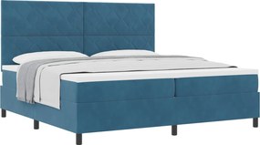 Postel s boxspringem s čelo Tmavě modrá 200 x 200 cm samet 3339924