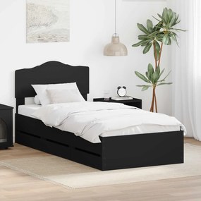 Rám postele se zásuvkou Černá 90 x 200 cm Inženýrské dřevo 3413041