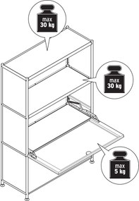 Tchibo - Kovová komoda »Cn3 Slim Line« se 2 přemístitelnými výklopnými dvířky - barva: šedá