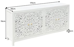 Massive home | Ručně vyráběný příborník MARRAKESCH 170cm bílé mangové dřevo