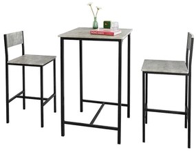 Sobuy SoBuy OGT27-HG 3 dílný barový stůl se židlemi Jídelní stůl Barový stůl Bistro stůl se 2 barovými židlemi Šedá