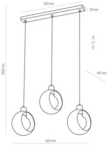 TK LIGHTING Lustr - CYKLOP 2743, 230V/15W/3xE27, bílá/zlatá