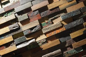 Dřevěná lodní mozaika - obkladový panel 600 x 300 x 10 - 12 mm (0,18 m²)