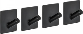 Erga Midi, samolepící háčky na ručníky bez vrtání, 4 ks, 4,5 × 4,5 cm, černá matná, ERG-YKA-CH.MIDI4-BLK