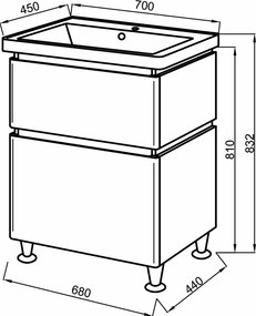 Lavedo Lion I 70 White koupelnová skříňka s umyvadlem