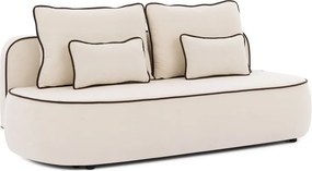 Hnědá/krémová sametová rozkládací/s úložným prostorem pohovka 210 cm Saga – Ropez