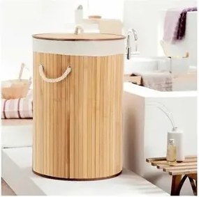 Compactor Bamboo Bambusový koš na prádlo s víkem - kulatý přírodní / 4