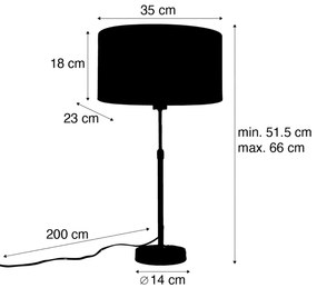Stolní lampa bronzová s oválným sametovým stínidlem zelená 35cm - Parte
