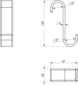 Gedy, Háček na topné těleso, termoplast, chrom, 202513