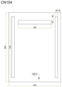 Mereo Mereo, Zrcadlo 60x80 cm s LED osvětlením, CN154