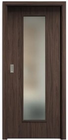 SAPELI ELEGANT KOMFORT M55 - CPL LAMINÁT - POSUVNÉ DVEŘE VČ. ZÁRUBNĚ - Ořech Průchozí šířka (cm): 100, Průchozí výška (cm): 197, Typ skla: Satináto bílé