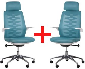 Kancelářská židle se síťovaným opěrákem SITTA WHITE 1+1 ZDARMA, modrá