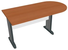 Stůl jednací oblouk 160 cm - Hobis Cross CP 1600 1 Dekor stolové desky: třešeň, Dekor lamino podnože: bílá, Barva nohou: černá