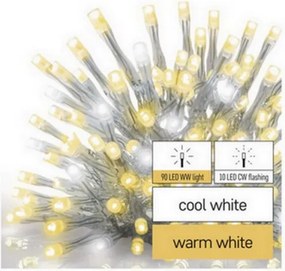 Propojovací vánoční řetěz bez zdroje EMOS Connecting D1CN01 ZY2002 100LED krápníky 2,5x0,9m studená/teplá blikající
