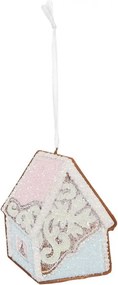 Závěsná dekorace modrá perníková chaloupka Frosted Ginger - 9*1*10 cm