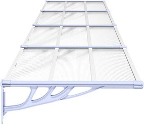 Vchodová stříška šedá a průhledná 396 x 90 cm polykarbonát 153696