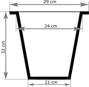 3-set hranatých plastových vložek se samozavlažovacím setem, 32*29*29 cm, černý