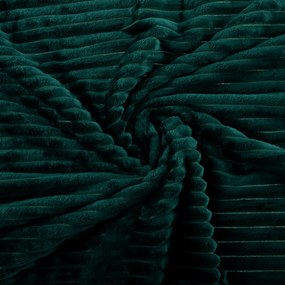 Plyšová pruhovaná deka, smaragdová, 160x200cm, TELAL
