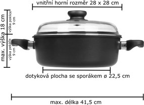 AMT Gastroguss Titanový pekáč 28 x 28 x 9 cm / 6.5 l s poklicí