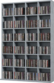HOMCOM Úložný prostor na CD a DVD, multimediální úložná jednotka se 24 přihrádkami, maximální kapacita 480 CD/312 DVD, dřevěná knihovna s nastaviteln…