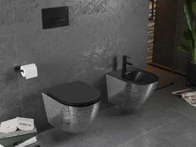 Mexen Lena bidet závěsný, černá mat/stříbrný vzor šupiny - 35224872
