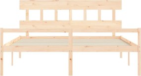 Postel s čelem pro seniory 200x200 cm masivní dřevo 3195436
