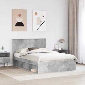 Rám postele s čelo Beton 140 x 200 cm Masivní borové dřevo 3409357