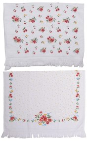 Sada 2ks kuchyňský froté ručník s květy Little Rose Collection - 40*66 cm