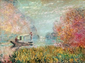 Monet, Claude - Obrazová reprodukce The Boat Studio on the Seine, 1875, (40 x 30 cm)