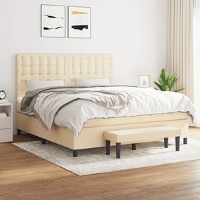 Box spring postel s matrací krémová 160x200 cm textil 3136930