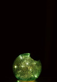 Zelená skleněná LED koule – 15*15*17,5 cm