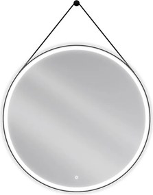 Mexen Reni koupelnové zrcadlo osvětlené, kulaté 100 cm, LED 6000K, antifog, černý rám - 9812-100-100-611-70