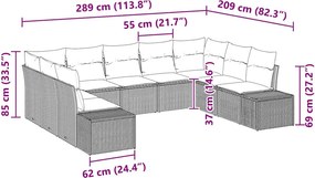 Sada zahradních pohovek 9 ks Černá polyratan 3347217