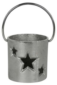 Stříbrný kovový svícen s hvězdami - Ø 12*12cm