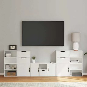 5 kusů TV skříněk s úložným prostorem bílá Borovicový masiv 3365377