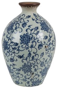 Dekorativní keramická váza s modrými květy Tapp - Ø 15*23 cm