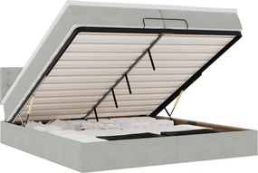 Osmanský rám postele s matracíes světle šedá 200x200cm samet 3312788