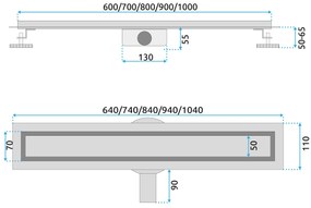Rea Neox Pro, odtokový žlab 90 cm, zlatá matná, REA-G2704