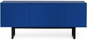 OnaDnes -20% Tmavě modrá dřevěná komoda Woodman Camden s březovou podnoží 175 x 45 cm