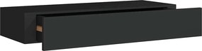 Nástěnné police se zásuvkou 2 ks černé 60 x 23,5 x 10 cm MDF 330258