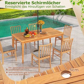 Costway Zahradní stůl akátové dřevo velký pro 6 osob – 170 × 90 cm, přírodní