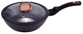 WOK pánev s nepřilnavým povrchem a poklicí 24cm Golden Line 54235