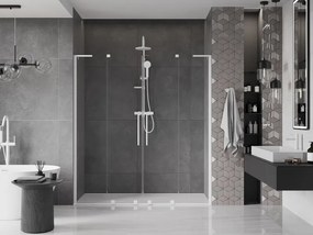 Mexen Velar L Duo, posuvné sprchové dveře do otvoru 180 cm, 8mm čiré sklo, bílá matná, 871-180-003-02-20