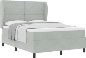 Postel s boxspringem s čelo Světle šedá 200 x 140 cm samet 3340874