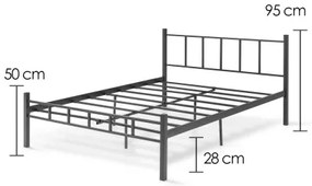 Kovová dvoulůžková postel ORMEL 120x200 cm černá nosnost 120 kg